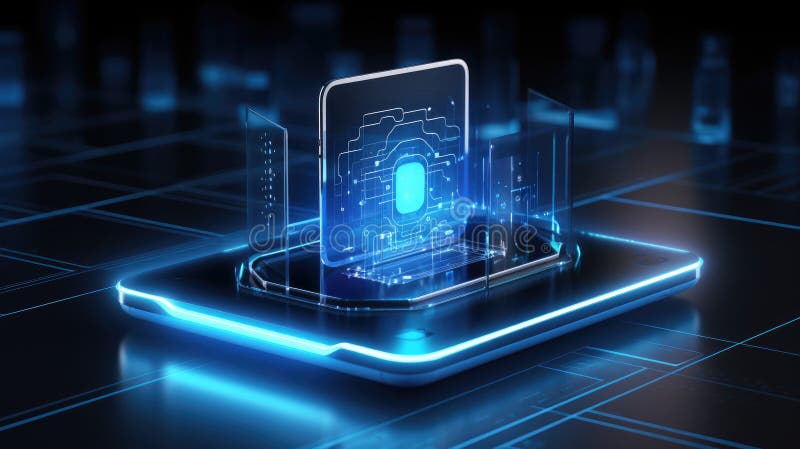 Smart Phone Tech Business Blue Light, Ai Stock Illustration ...