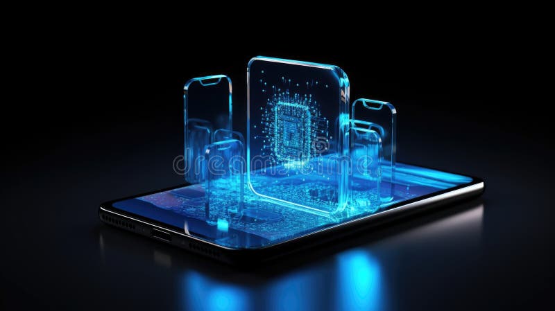 Smart Phone Tech Business Blue Light, Ai Stock Illustration ...