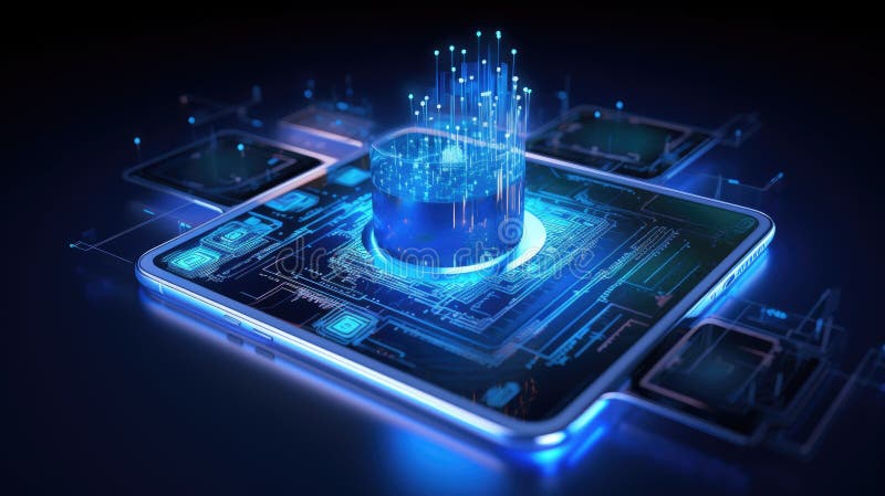 Smart Phone Tech Business Blue Light, Ai Stock Illustration ...