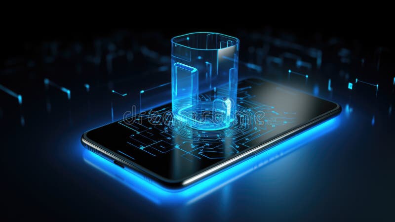 Smart Phone Tech Business Blue Light, Ai Stock Illustration ...