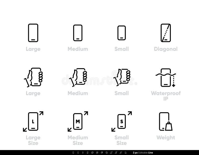 Smart Phone Tech Icons. Editable Line Vector Set on White Backgroind ...