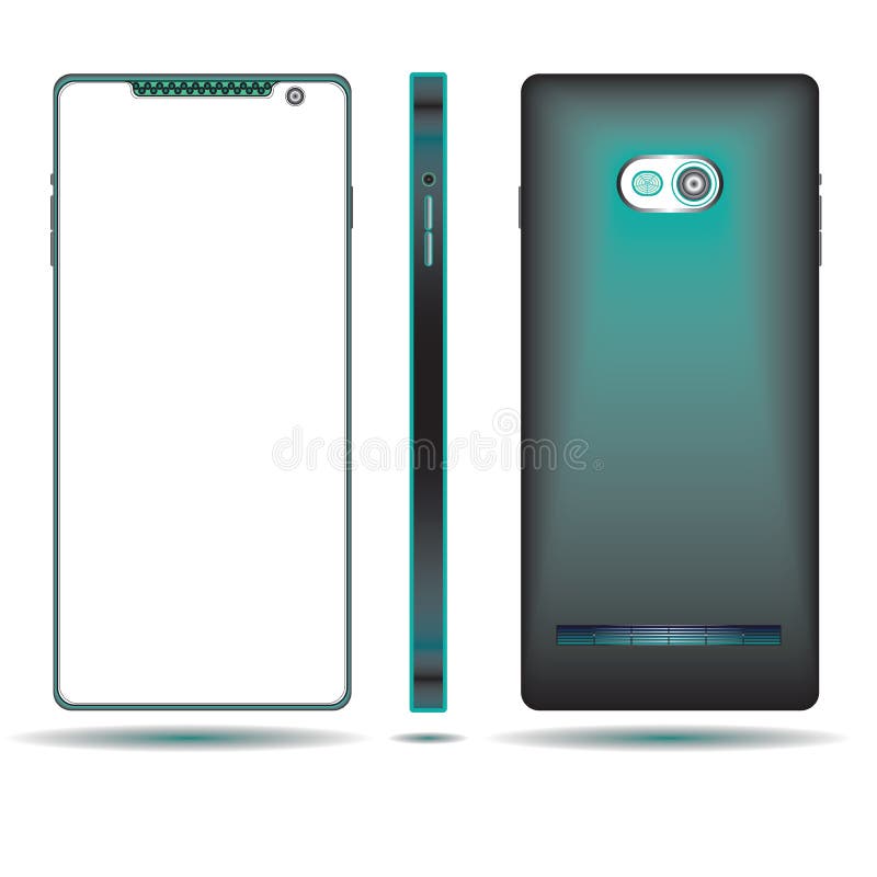 Smart Phone Vector Front Back and Side Views. Stock Illustration ...