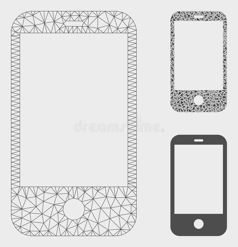 Smart Phone Vector Mesh Carcass Model and Triangle Mosaic Icon Stock ...