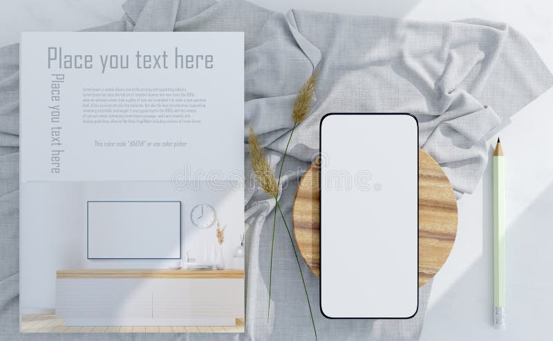 Smart Phone with White Screen Mock Up for Text and Element Design and ...