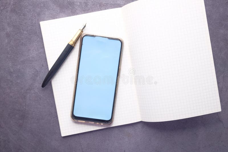 Smart Phone with White Screen on Notepad Stock Image - Image of mockup ...