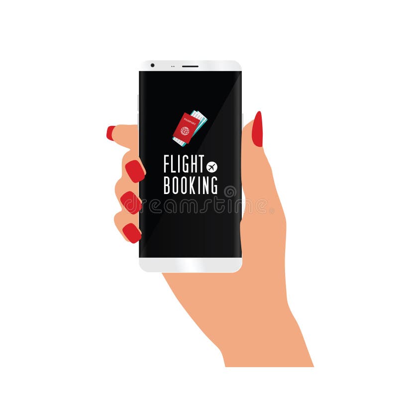 Smart Phone in Hand with Flight Booking Icon Stock Vector ...