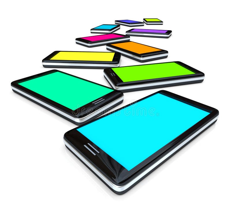 Smart Phones - Array of Colored Screens Stock Illustration ...