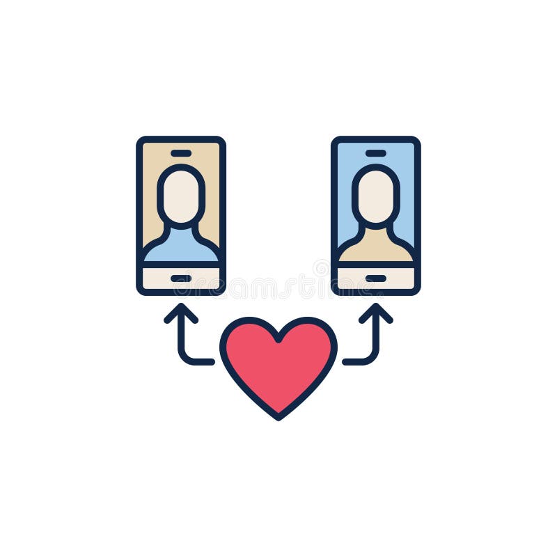 2 Smart-phones Connected with Heart Vector Colored Icon Stock Vector ...