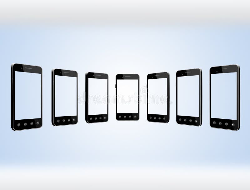 Smart-phones Transparent on the Light Blue Background Stock ...