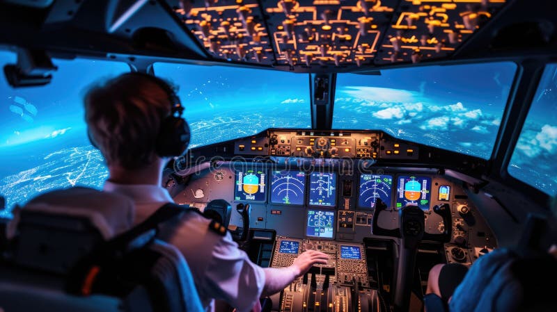 Smart Pilot Training and Looking at Control Panel in Simulated Flight ...