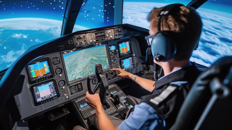 Smart Pilot Training and Looking at Control Panel in Simulated Flight ...
