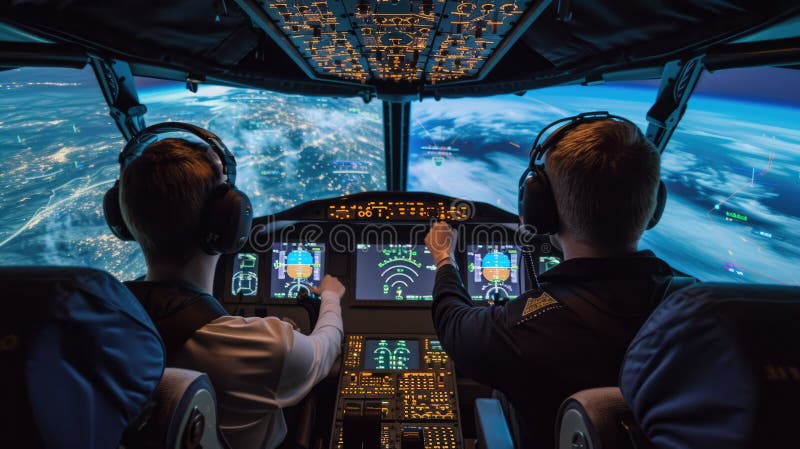 Smart Pilot Training and Looking at Control Panel in Simulated Flight ...