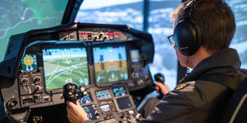 Smart Pilot Training and Looking at Control Panel in Simulated Flight ...