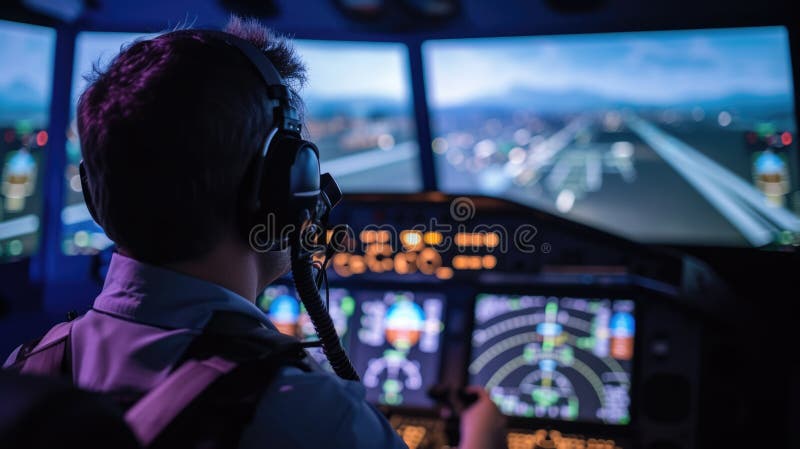 Smart Pilot Training and Looking at Control Panel in Simulated Flight ...
