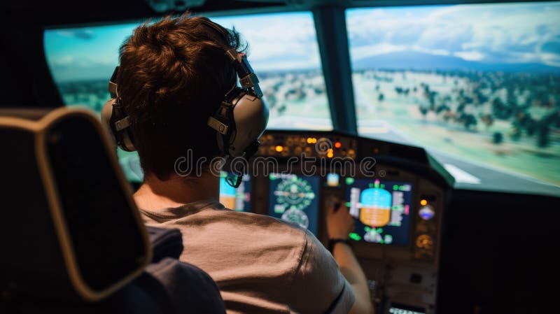 Smart Pilot Training and Looking at Control Panel in Simulated Flight ...