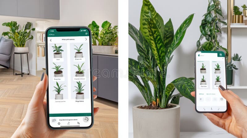 Smart Plant Identification App Stock Illustration - Illustration of ...
