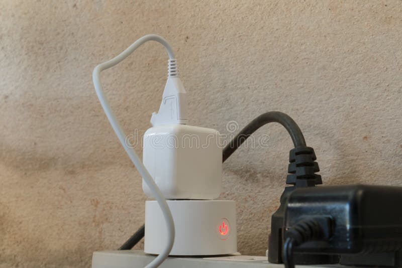 Smart Plug by Checking the Power through the Mobile App. Stock Photo ...
