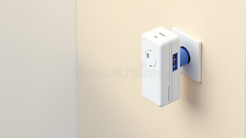 Smart Plug on Wall Socket stock illustration. Illustration of clean ...