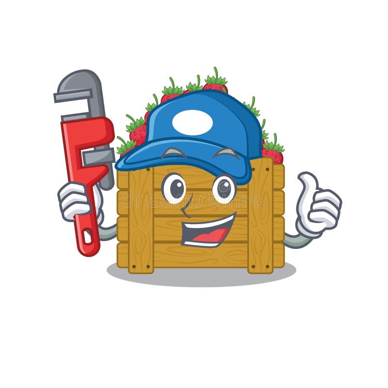 Smart Plumber Strawberry Fruit Box on Cartoon Character Design Stock ...