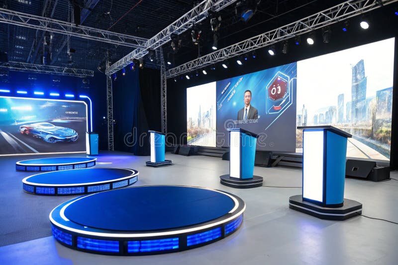 Smart Podiums and Tech Stage Stock Illustration - Illustration of smart ...