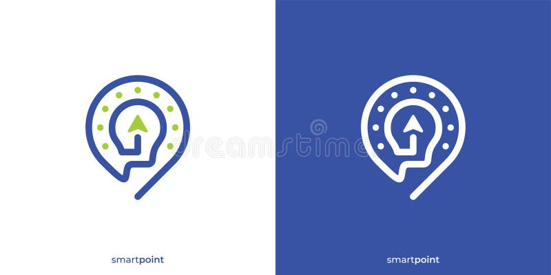 Smart Point Logo. Pin, Map, Location and Light Bulb with Lineart ...