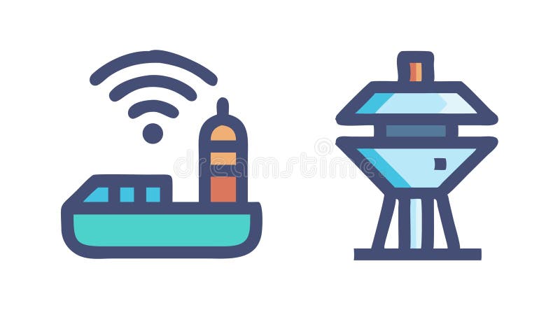 Smart Port and Space Elevator Vector Icons, Vector Design Generative AI ...