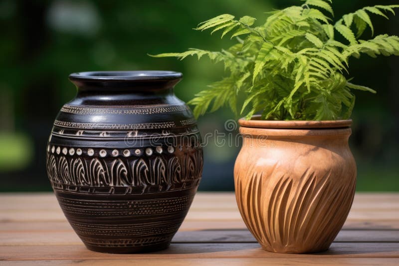 Smart Pot beside a Traditional Pot, Showing Differences Stock ...