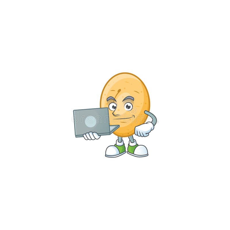 Smart Potato Cartoon Character Working with Laptop Stock Vector ...