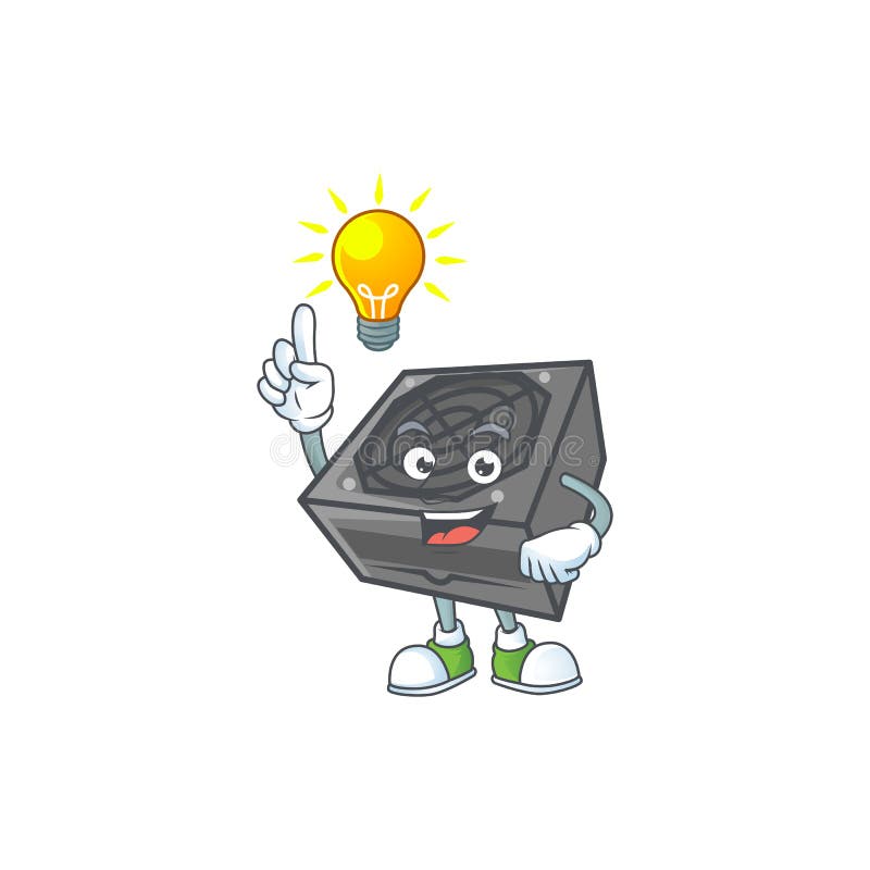Smart Power Supply Unit Black Color Cartoon Character Has an Idea Stock ...