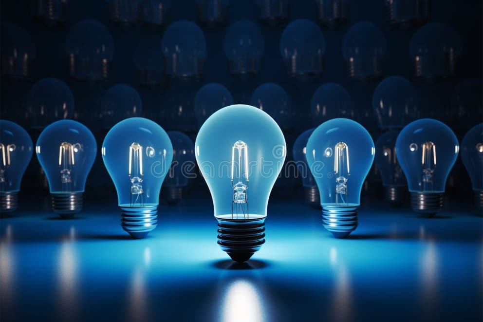 Smart Problem Solving Illuminated, the Lamp Stands Out Amid Blue ...