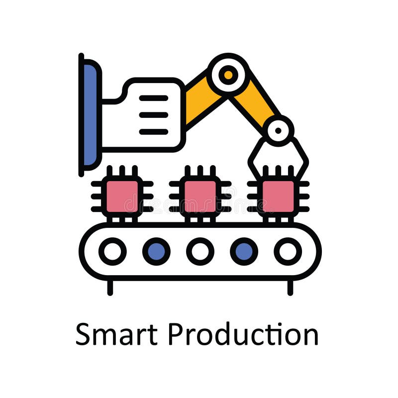 Smart Production Vector Fill Outline Icon Design Illustration. Smart ...