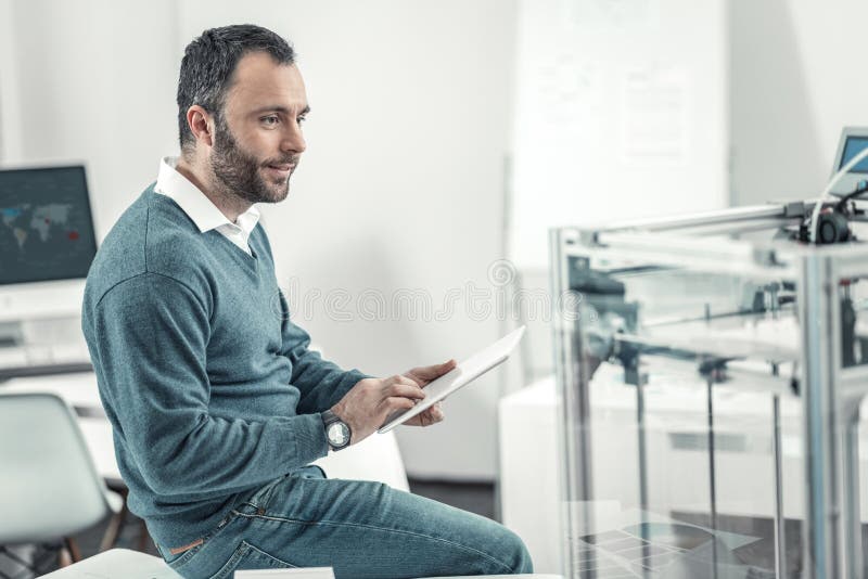 Smart Professional Adult Engineer Using a Tablet Stock Image - Image of ...