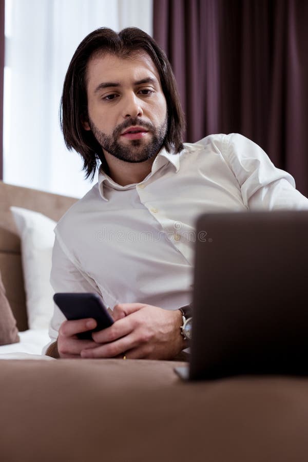 Smart Professional Manager Doing His Work Remotely Stock Photo - Image ...