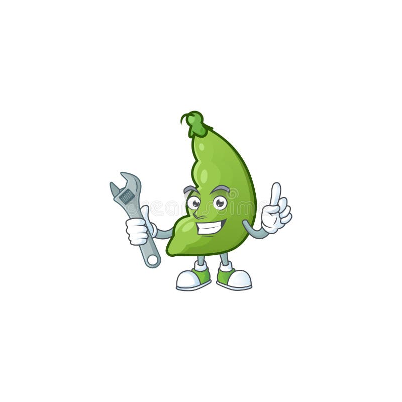 Smart and Professional Mechanic Broad Beans Cartoon Character Stock ...