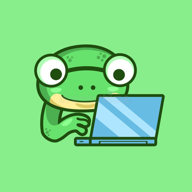 Smart Programmer Frog Coding on the Laptop Notebook Computer Stock ...