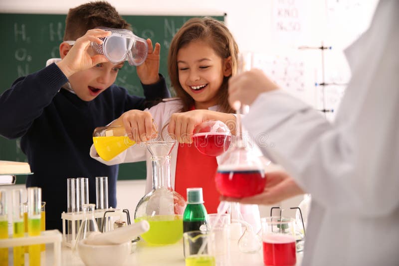 Smart Pupils Making Experiment in Class Stock Photo - Image of ...