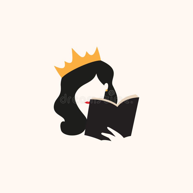 Smart Queen Woman Reading Book Simple Flat Icon and Logo Design Stock ...