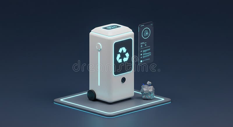 Smart Recycling Bin with Interactive Interface Stock Illustration ...