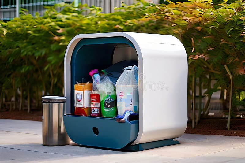 Smart Recycling Bin Sorts Recyclables Automatically Stock Illustration ...