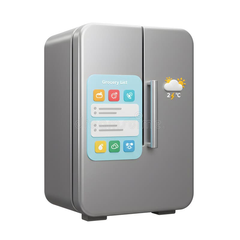 Smart Refrigerator with Grocery List and Temperature Display Modern ...
