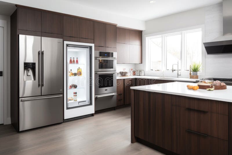 Smart Refrigerator with Integrated Touchscreen Display, and Built-in ...