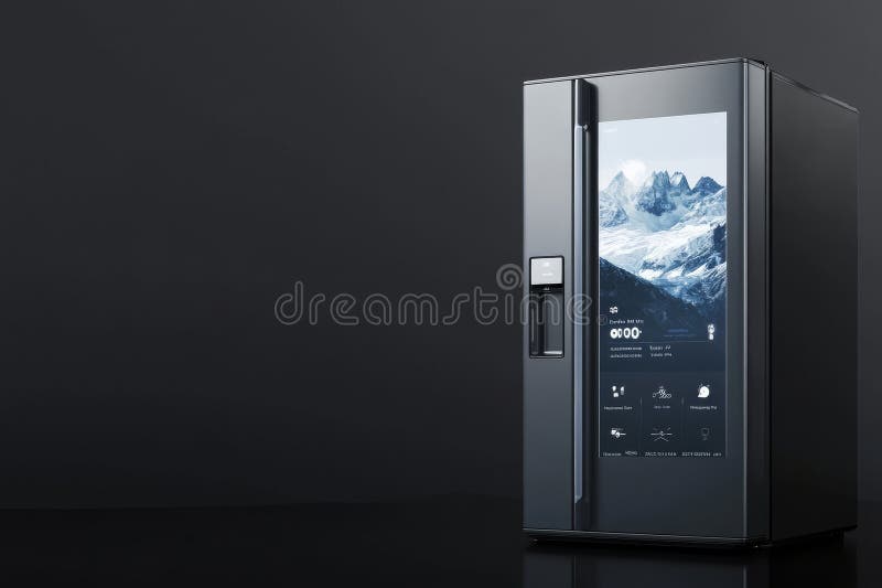 Smart Refrigerator with Integrated Touchscreen Displaying Weather ...