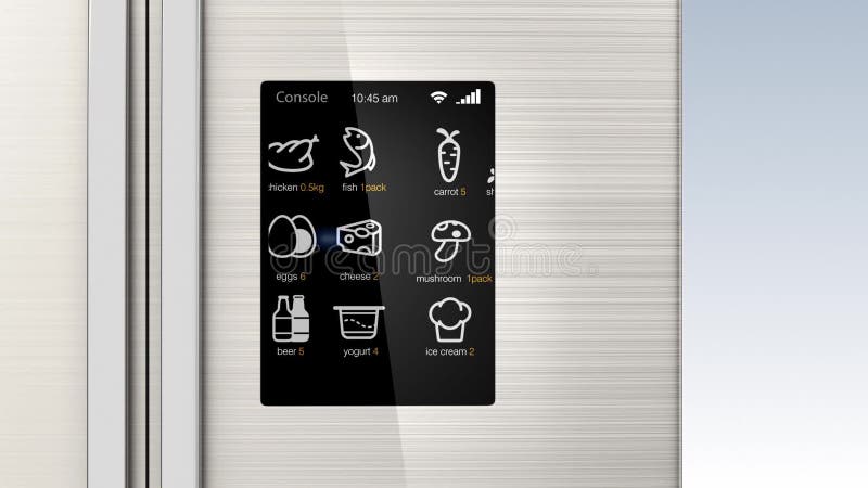 Smart Refrigerator with LCD Touch Screen. Stock Video - Video of handle ...
