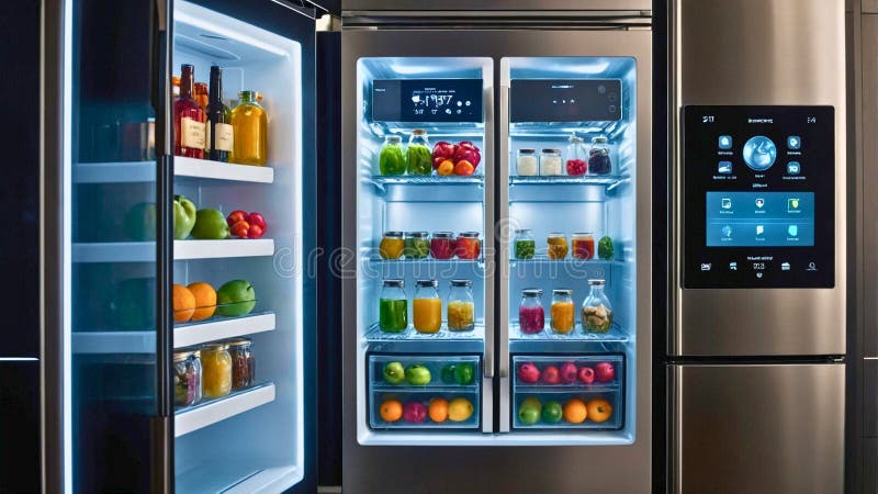 A Smart Refrigerator with a Touch Screen Interface. Stock Illustration ...