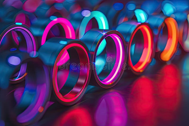 Smart Rings, a Range of Electronic Smart Rings with Neon Lights Stock ...