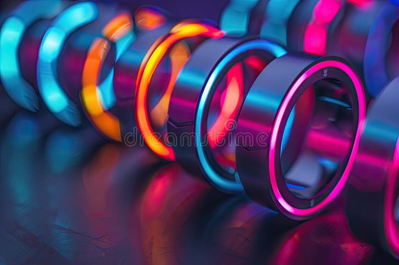 Smart Rings, a Range of Electronic Smart Rings with Neon Lights Stock ...