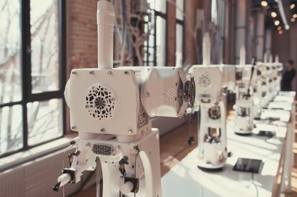 Smart Robot Arm System Enhancing Automation and Ai in Modern Factory Production Lines Stock ...