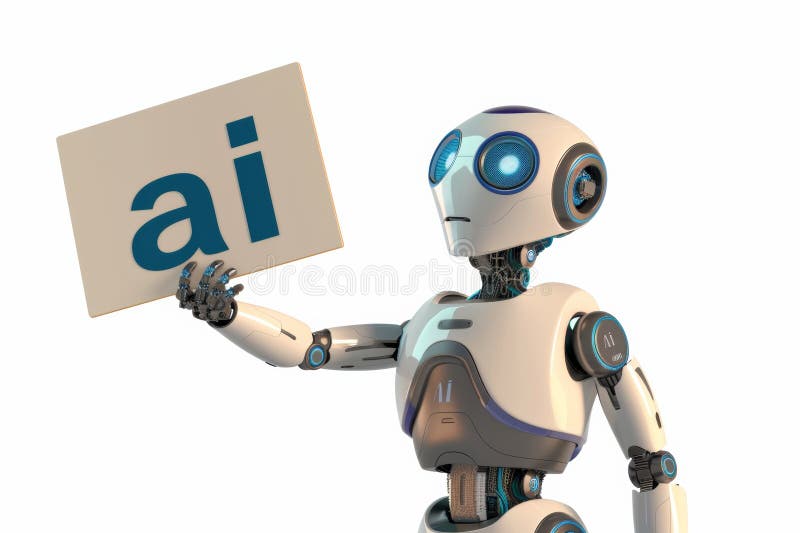 Smart Robot Holding Sign Ai,machine Learning Stock Photo - Image of ... Smart Robot Holding Sign Ai,machine Learning Stock Photo - Image of ...