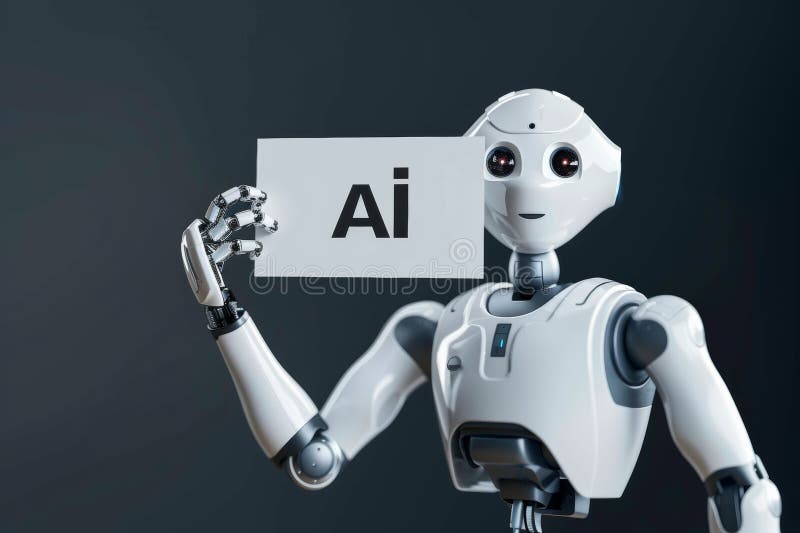 Smart Robot Holding Sign Ai,machine Learning Stock Image - Image of ...