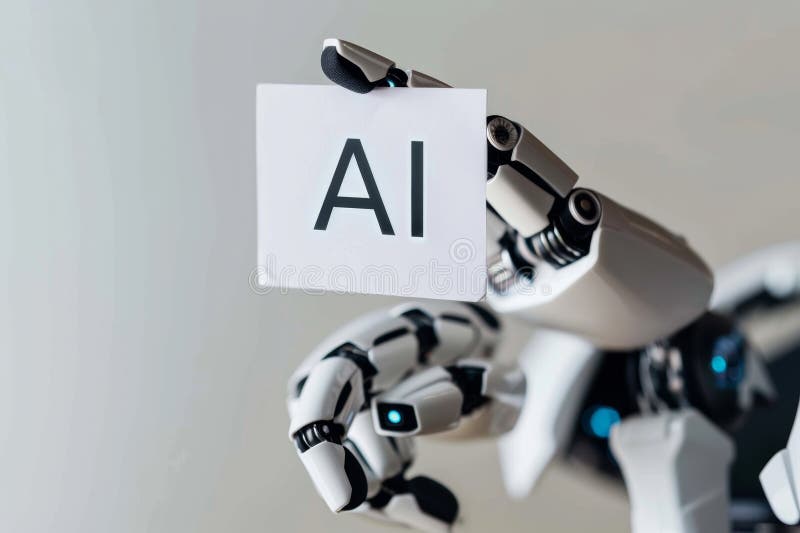 Smart Robot Holding Sign Ai,machine Learning Stock Image - Image of ...